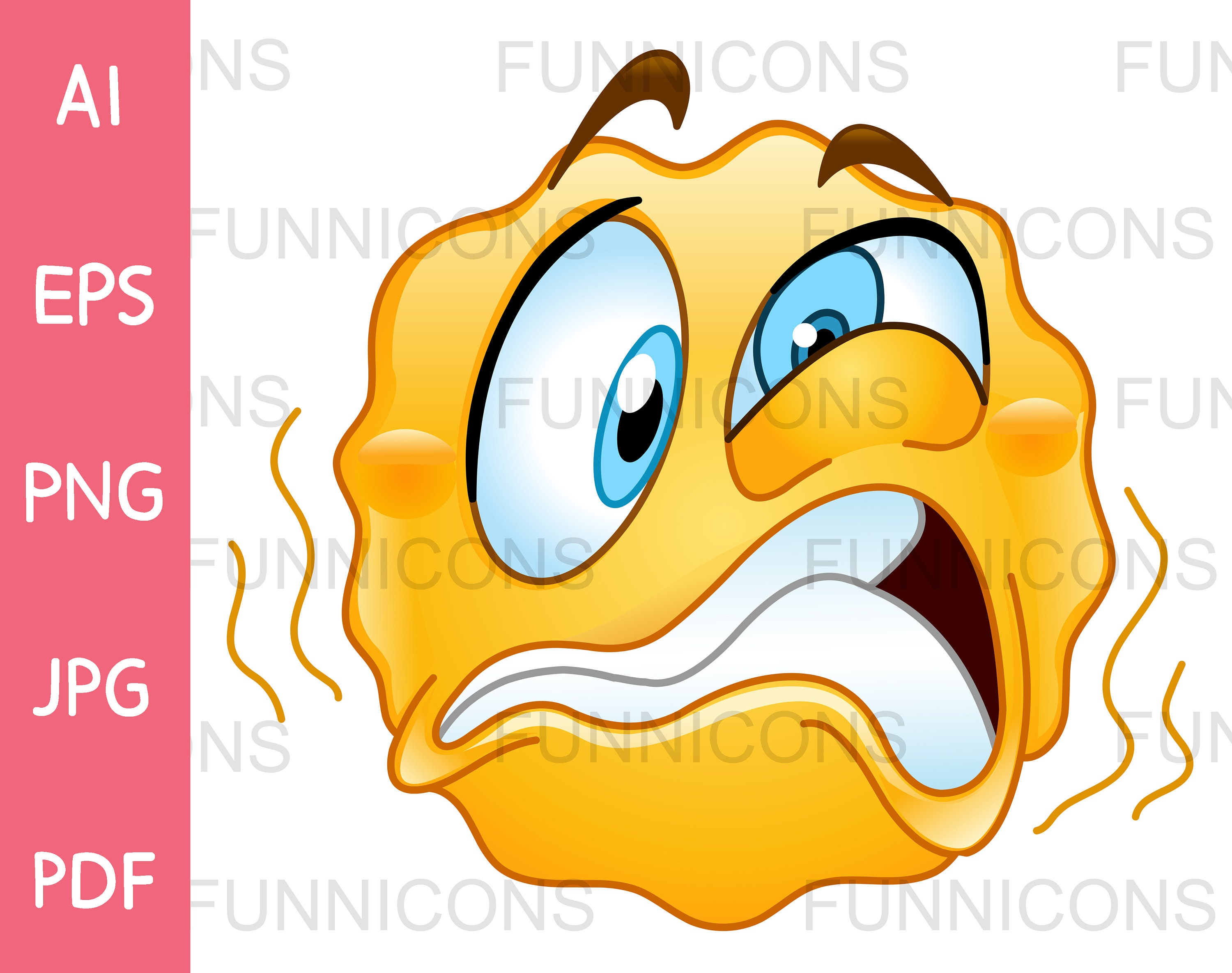 Clipart Cartoon of Emoticon Vibrating or Trembling, Ai Eps Png Jpg and ...