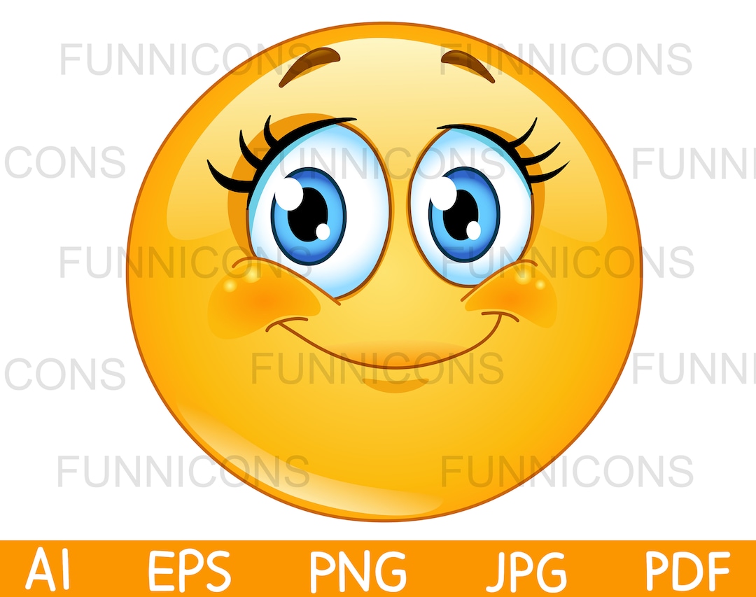 Clipart Cartoon of a Happy Female Emoticon Girl With Long Lashes, Ai ...