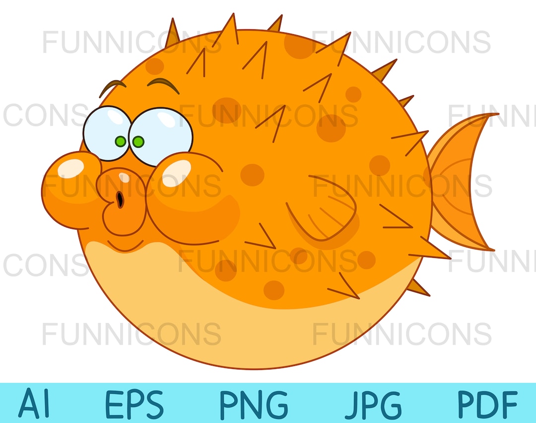 Clipart Cartoon of a Funny Pufferfish Blowfish, Puffer Fish, Ai Eps Png ...