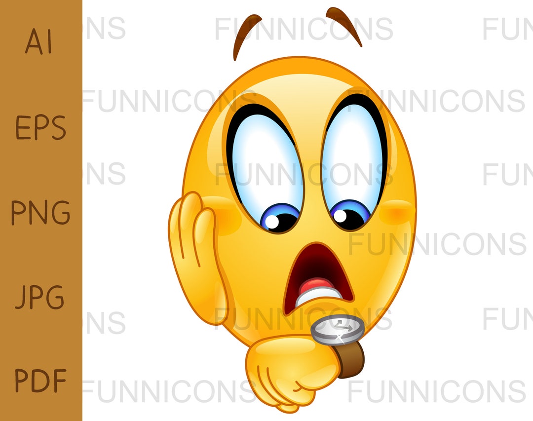Clipart of an Emoticon Checking His Watch, Ai Eps Png Jpg and Pdf Files ...