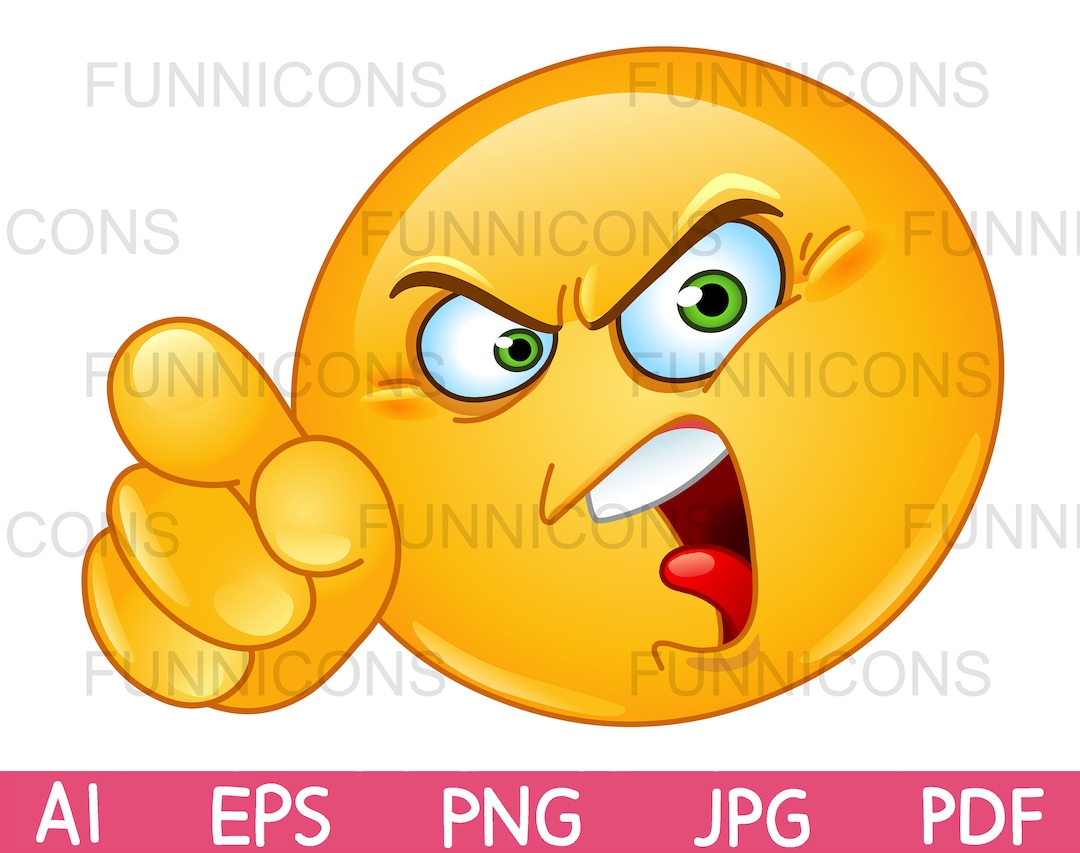Clipart Cartoon of an Angry Emoticon Shouting and Accusing With a ...
