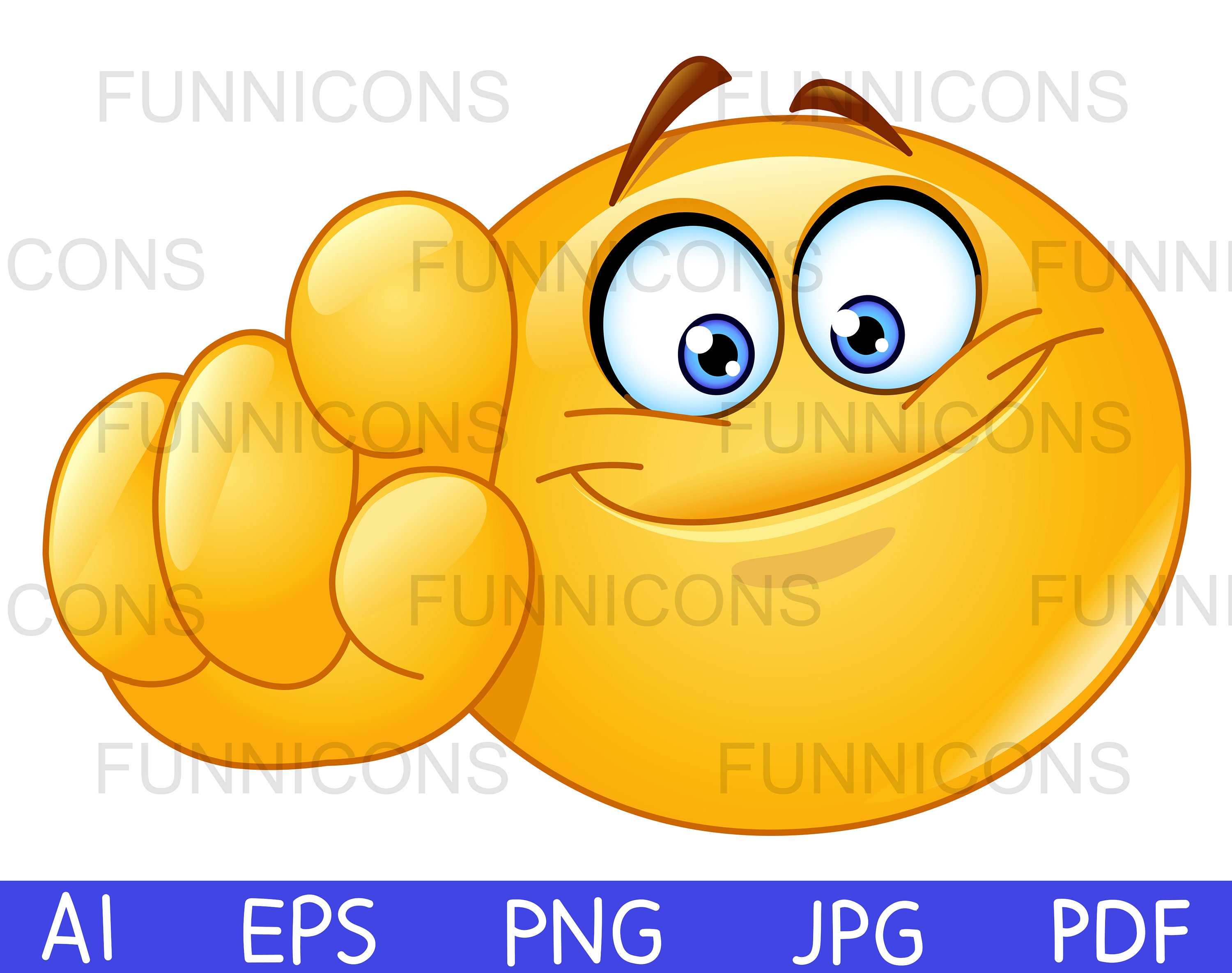 Clipart Cartoon of Emoji Emoticon Pointing Outwards at You I - Etsy Canada