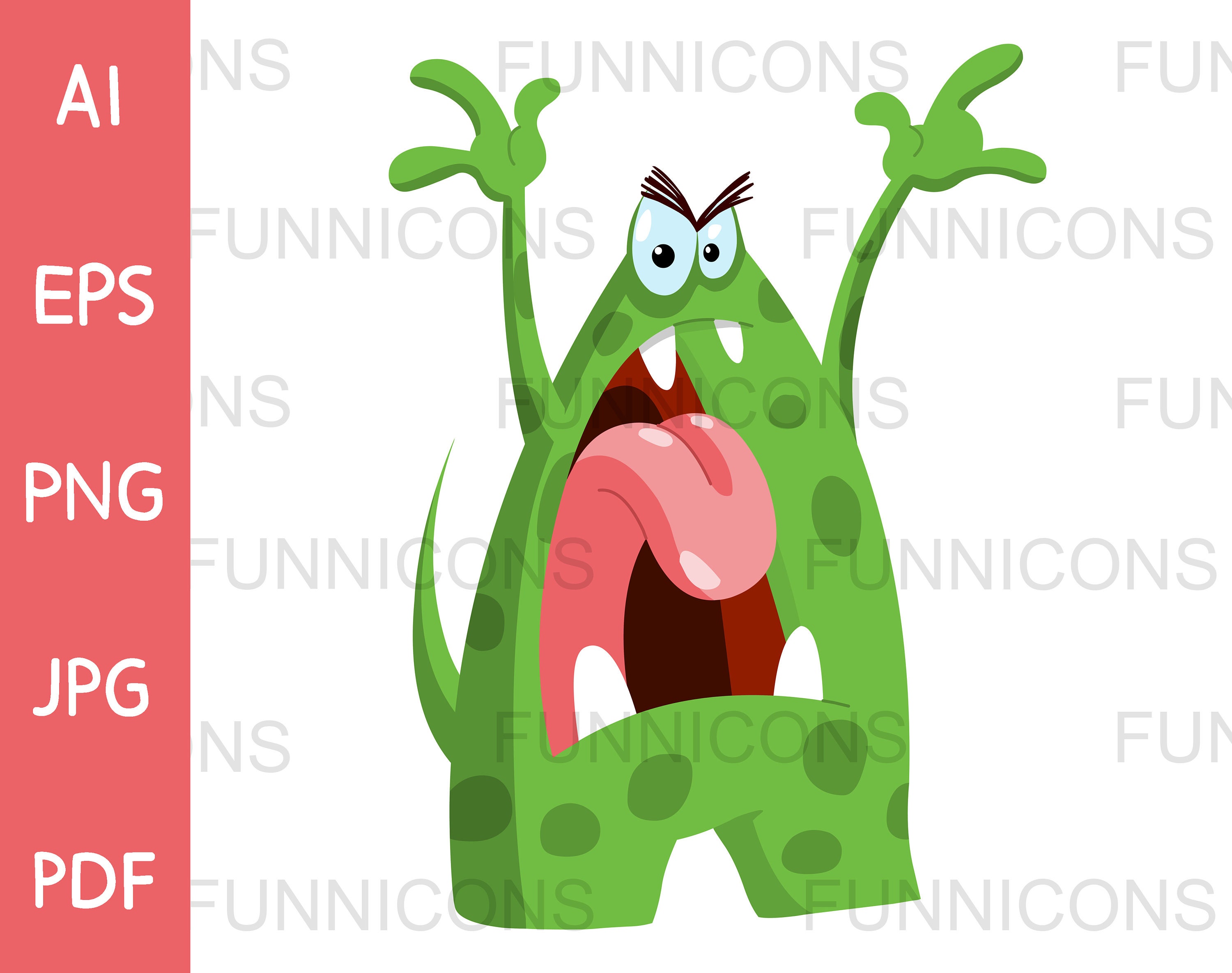 Cute Green Monster Clipart