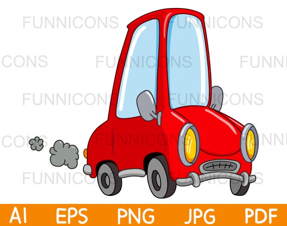 Clipart Cartoon of a Retro Old Red Car Ai Eps Png Jpg and Pdf - Etsy
