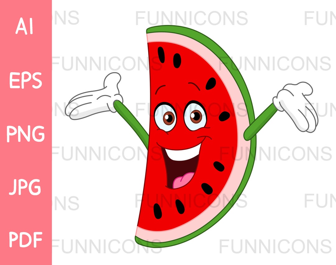 Clipart Cartoon of a Happy Watermelon Slice Character, Fruit ...