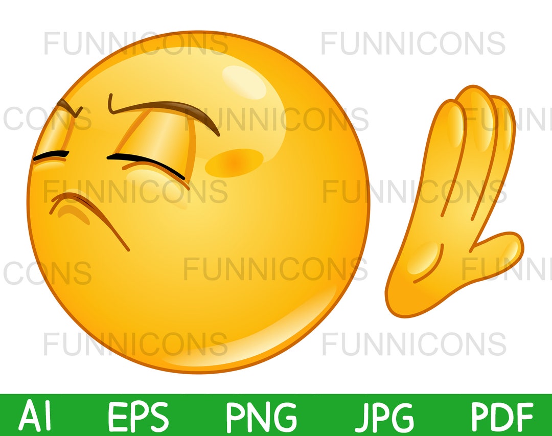 Clipart Cartoon of an Emoticon Refusing With His Hand, Ai Eps Png Jpg ...