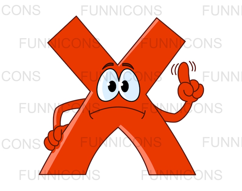 Clipart Cartoon of a Tick Check and Cross X Mark Characters - Etsy