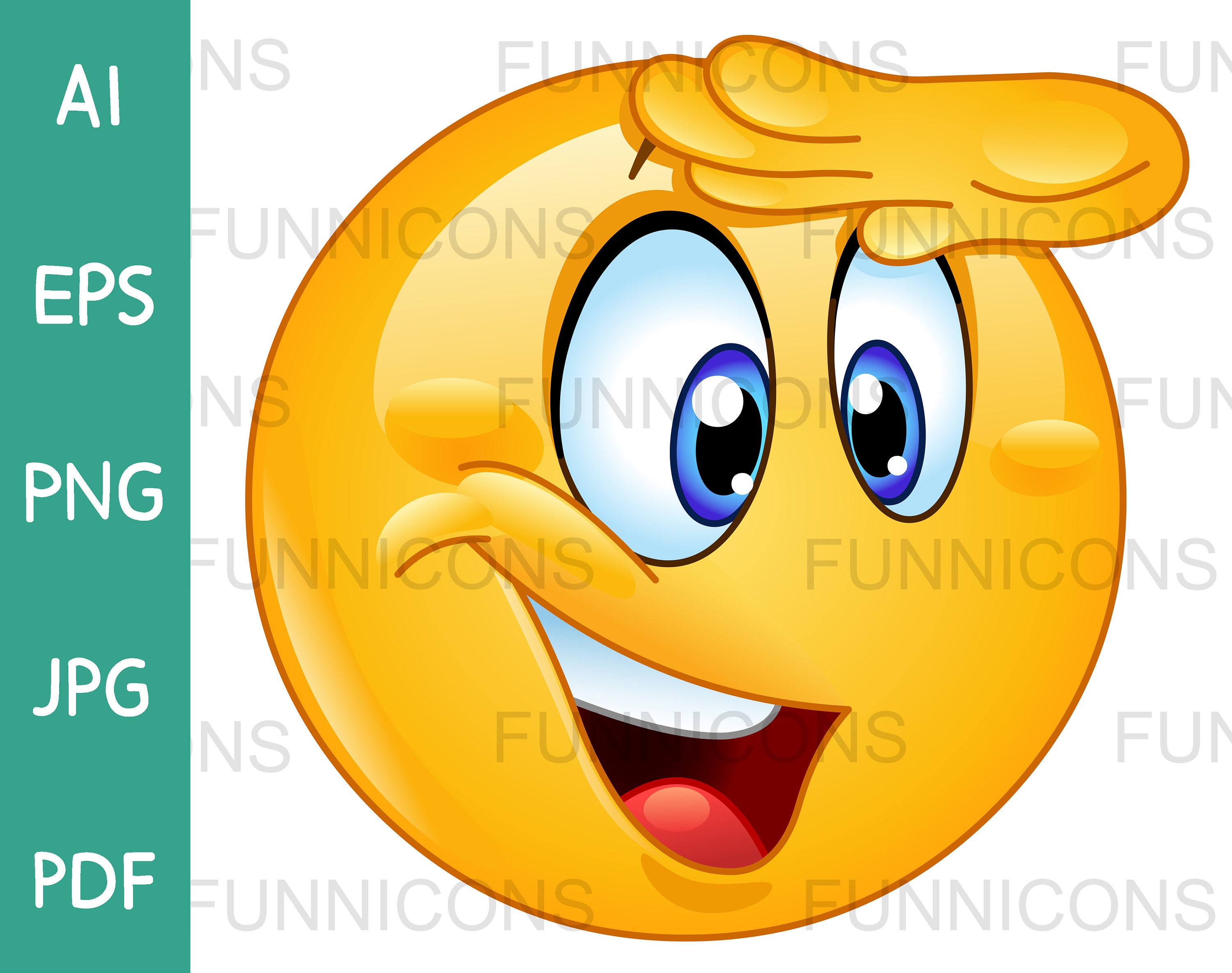 Dibujos animados de imágenes prediseñadas de un emoticono feliz mirando ...