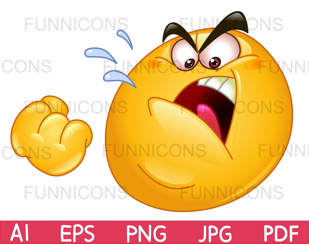 Clipart Cartoon of a Bully Angry Emoji Emoticon Threatens With - Etsy ...