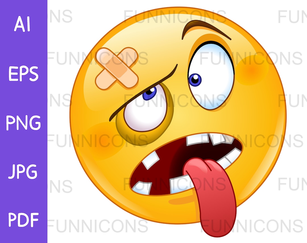 Clipart Cartoon of a Beaten or Knocked Out Emoticon, Ai Eps Png Jpg and ...