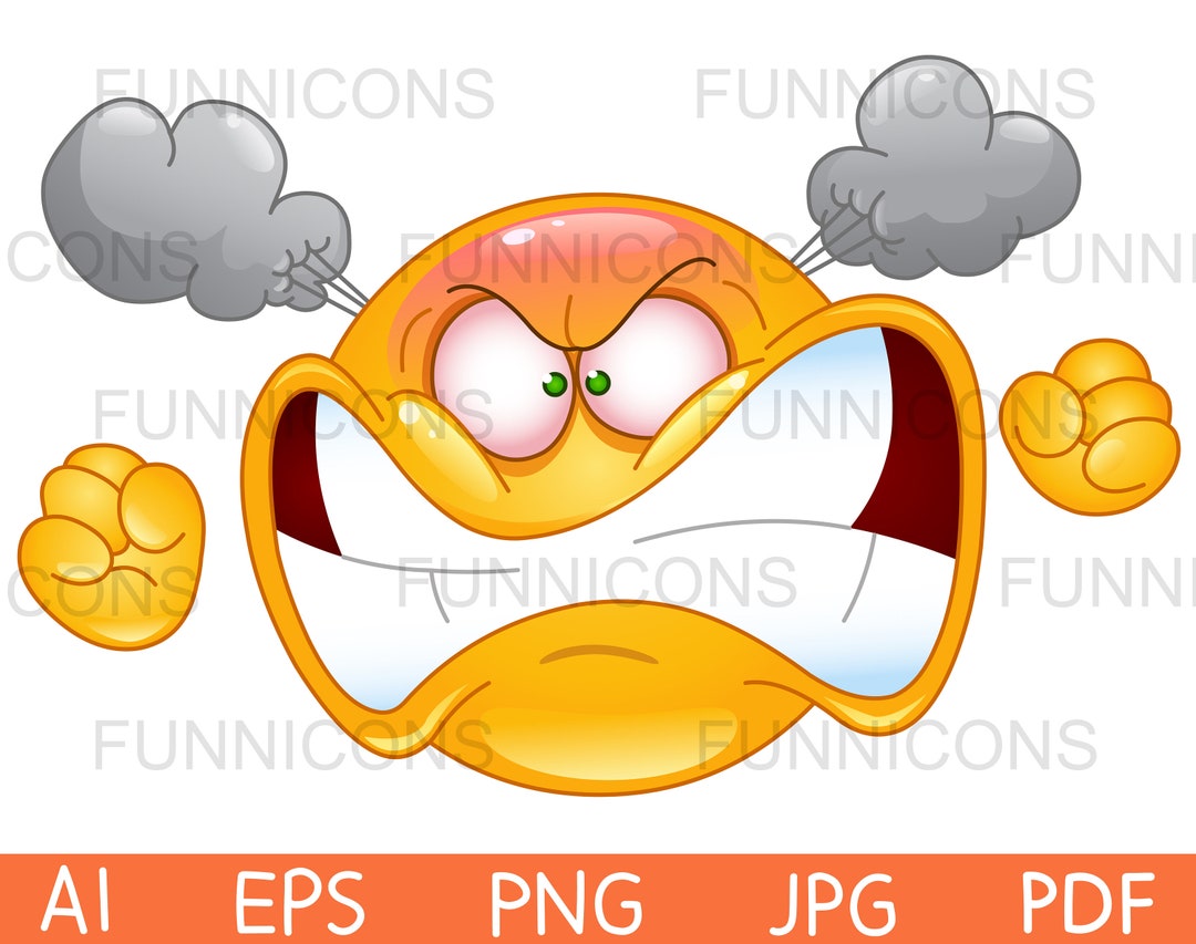 Clipart Cartoon of a Furious Angry Emoticon Turning Red With Steam, Ai ...