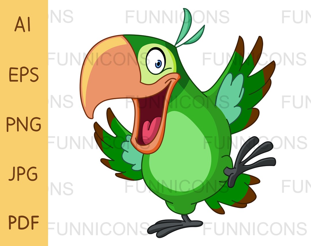 Clipart of a Green Parrot Dancing, Vector Illustration, Ai Eps Png Pdf ...