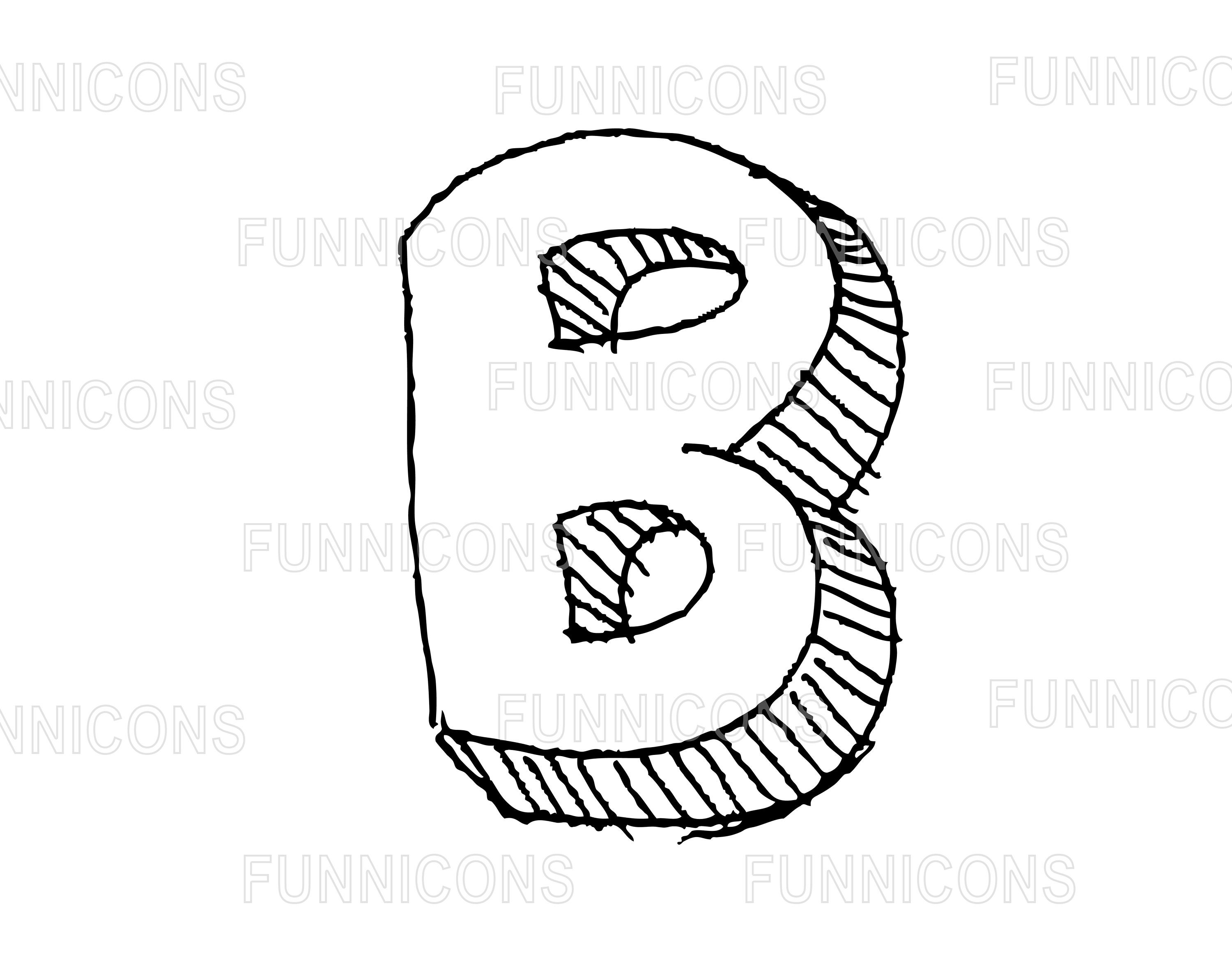 Hand Drawn Alphabet Letters 3d Style Vector Doodle Bundle - Etsy