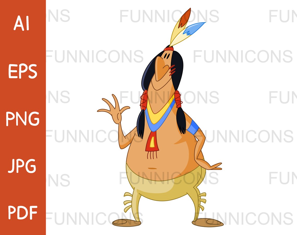 Thanksgiving Clipart Cartoon of a Happy Native American Indian Man ...