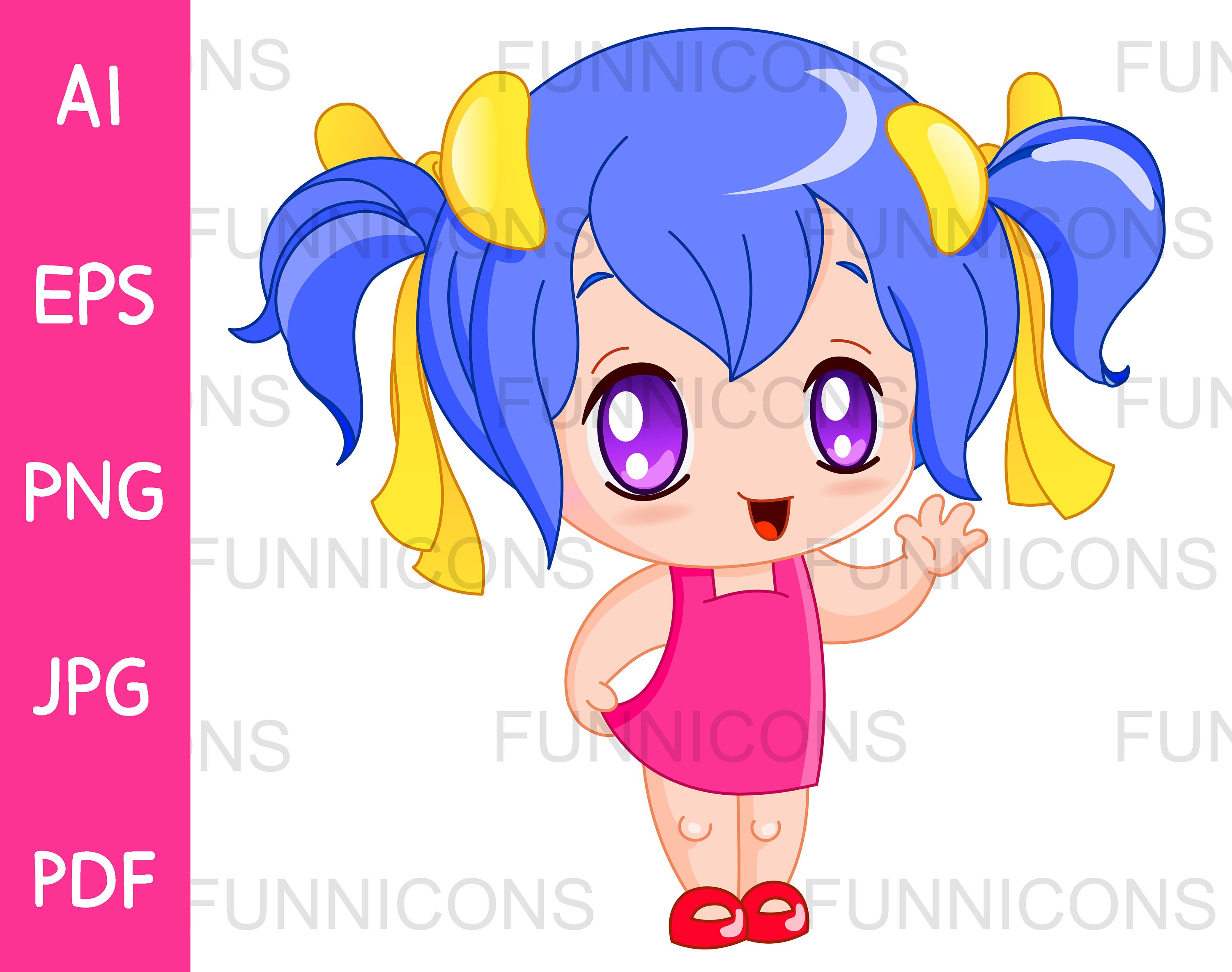 Cartoon Girl Waving Hello