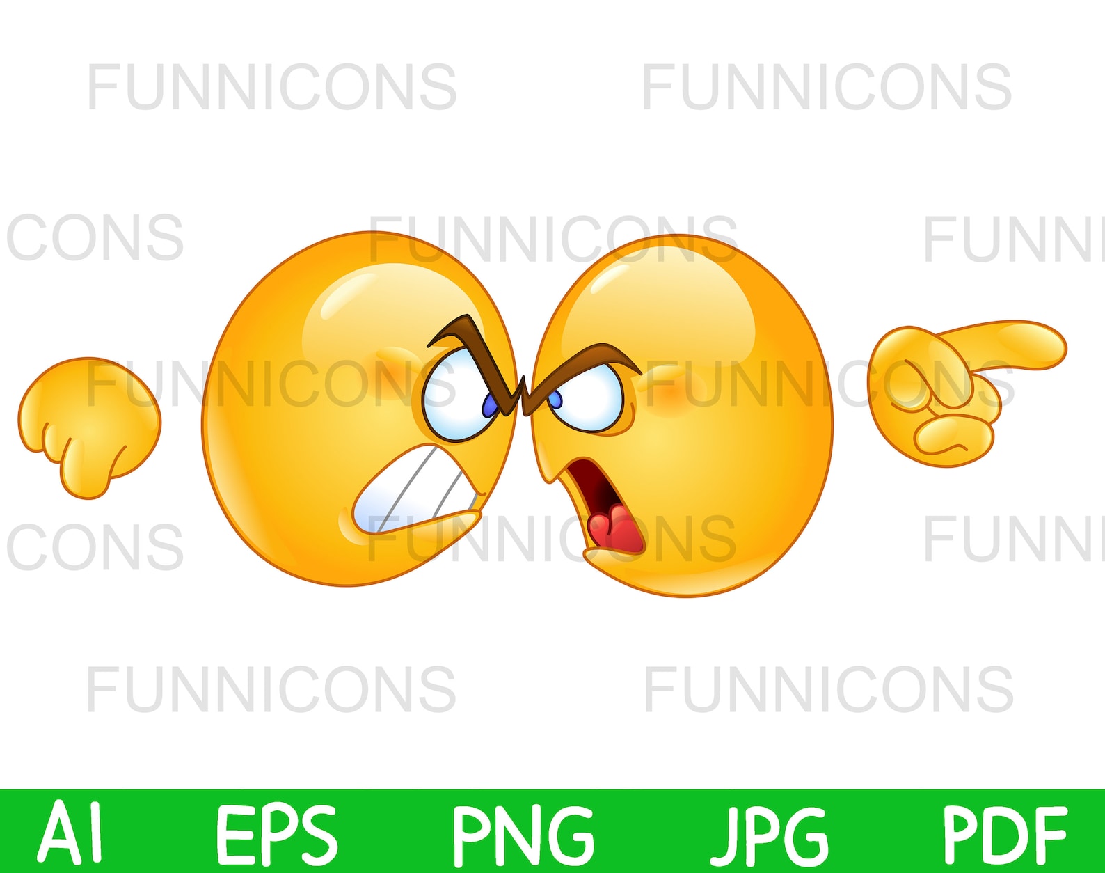 Clipart Cartoon of Two Angry Emoji Emoticons Arguing Fighting - Etsy UK