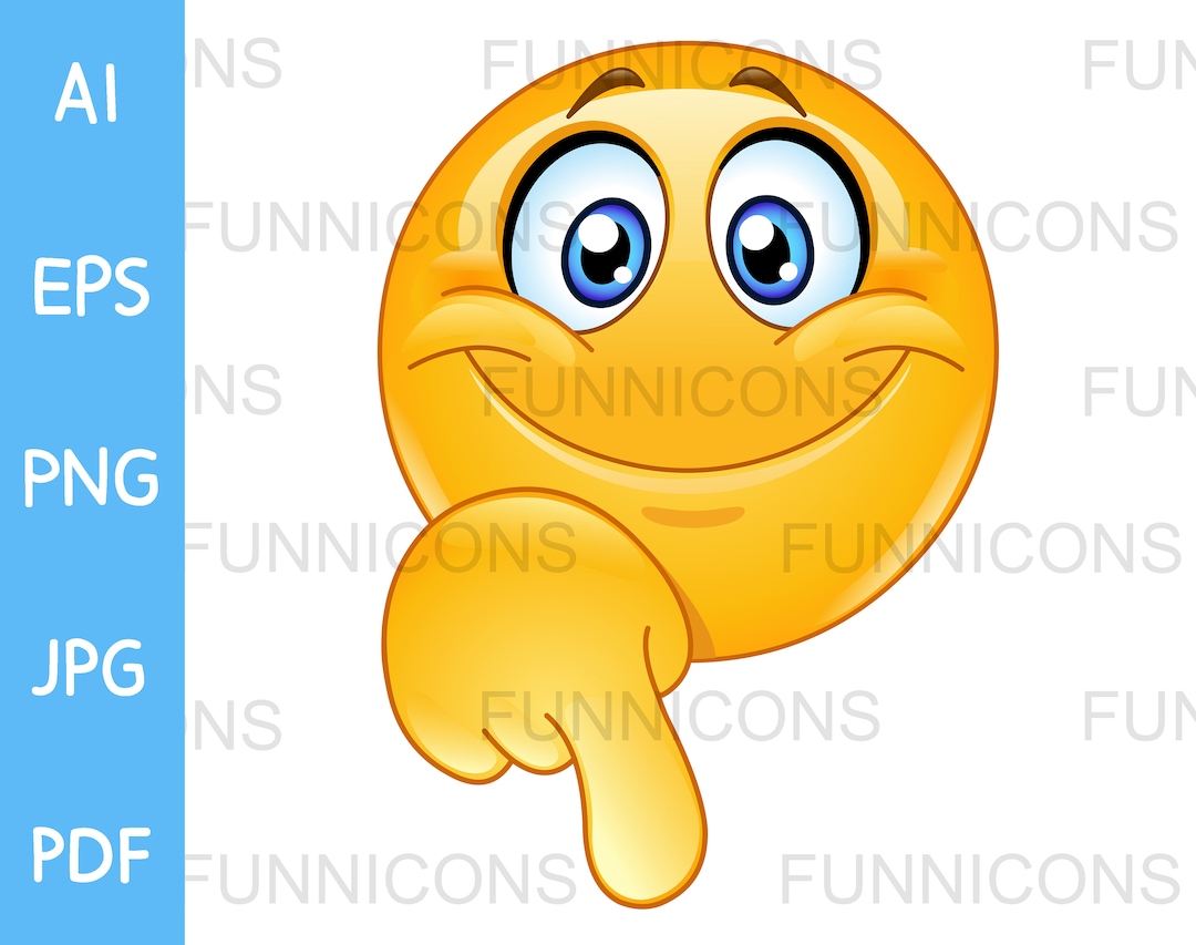 Clipart Cartoon of a Happy Emoticon Pointing Down With His Finger, Ai ...