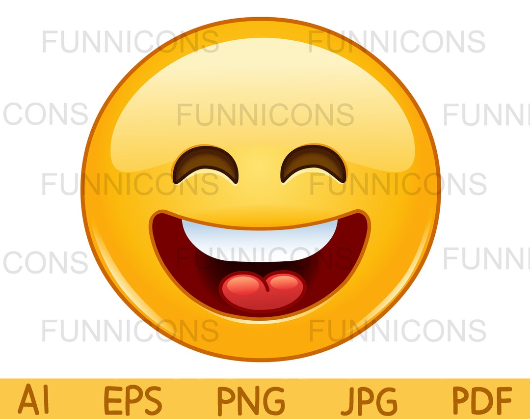 Smiling Emoticon Face With Open Mouth and Smiling Eyes, Ai Eps Png Jpg ...