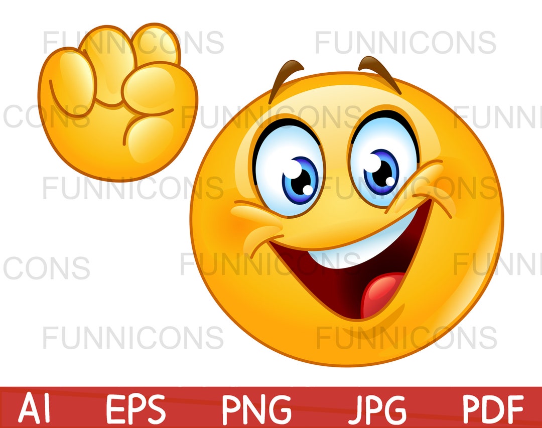 Clipart Cartoon of a Happy Emoticon Raising Fist, Cheering, Power to ...