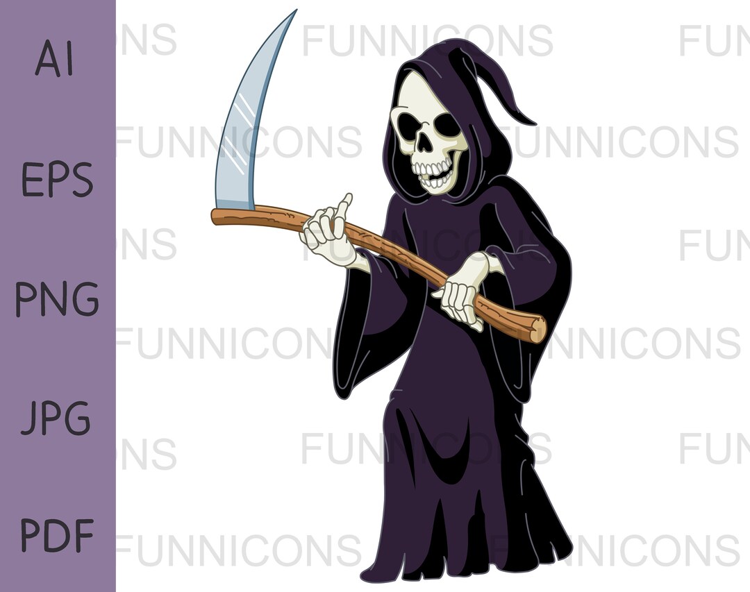 Halloween Clipart of Grim Reaper, Vector Illustration, Ai Eps Png Pdf ...