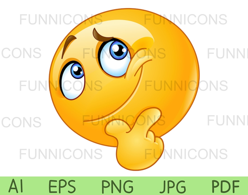 Penser face emoji clipart Illustration Vector ai eps png pdf - Etsy France
