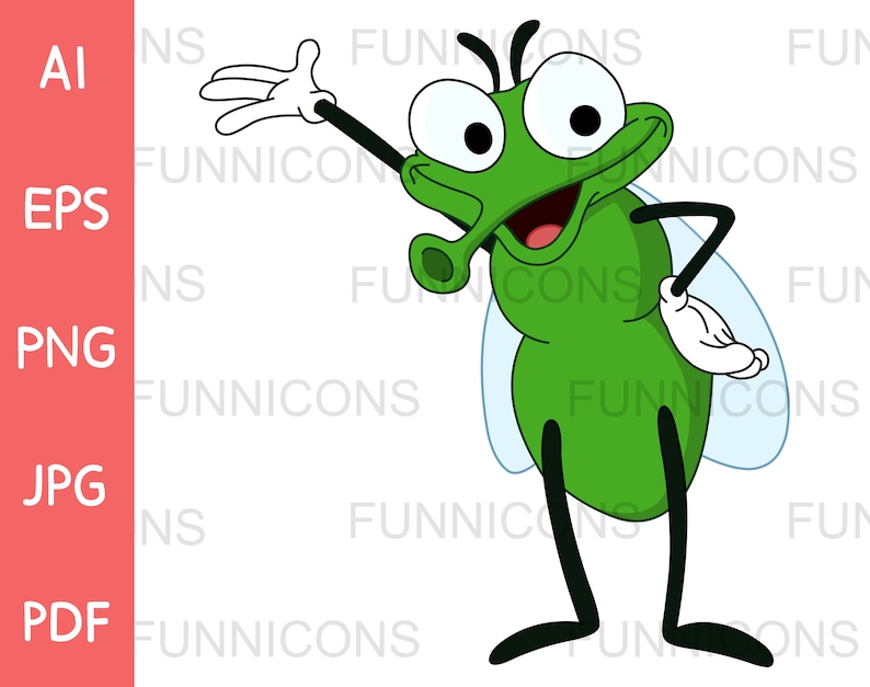Clipart Cartoon of a Happy Green Fly Mosquito, Animal Illustration, Ai ...