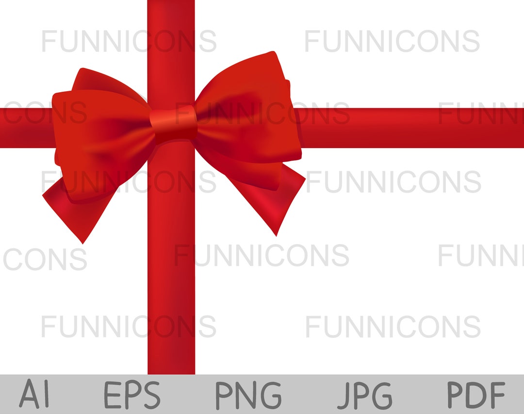 Christmas Clipart of Red Bow and Gift Wrapping Ribbons, Vector, Ai Eps ...