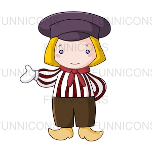 Clipart Cartoon of Traditional Dutch Couple, Boy and Girl, Presenting ...