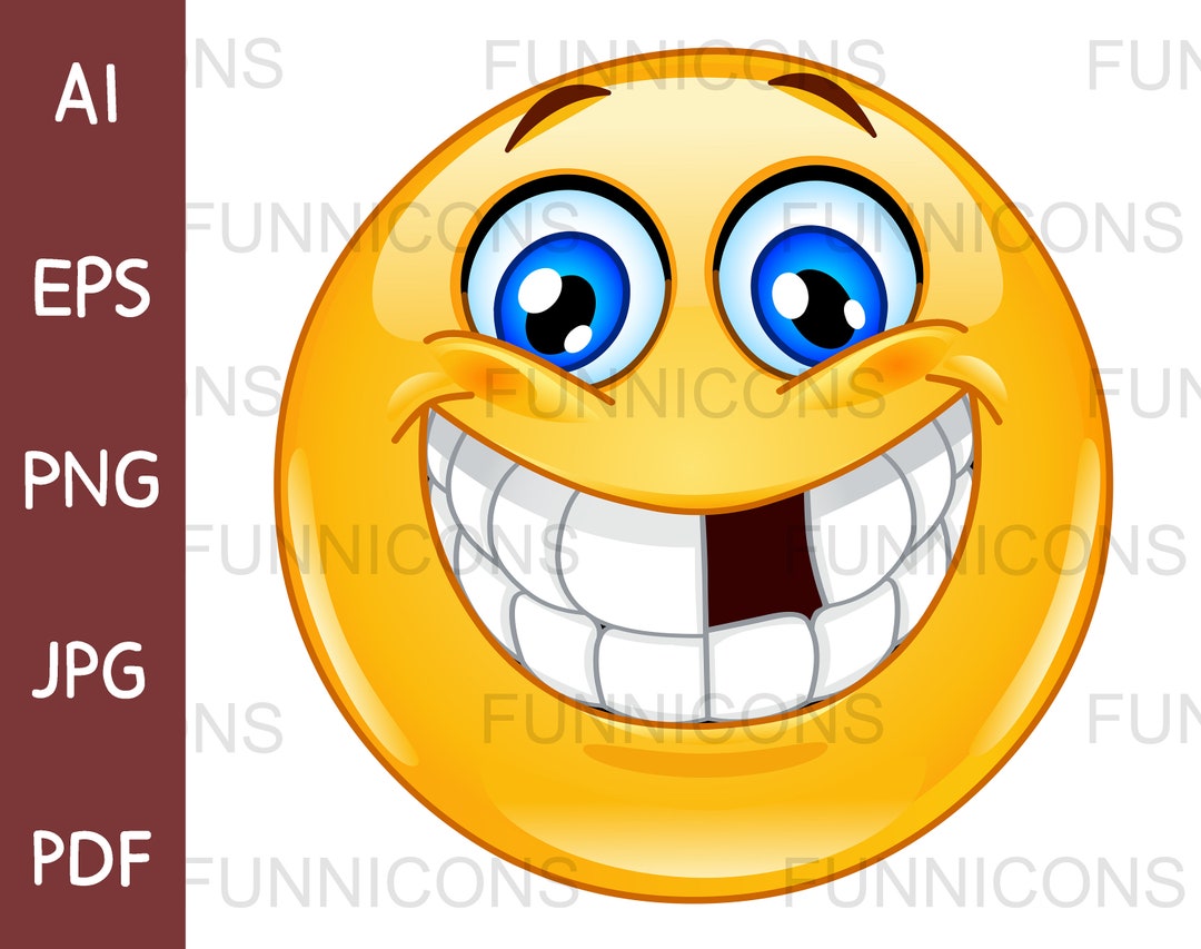 Clipart Cartoon of a Smiling Emoticon With Missing Tooth, Ai Eps Png ...