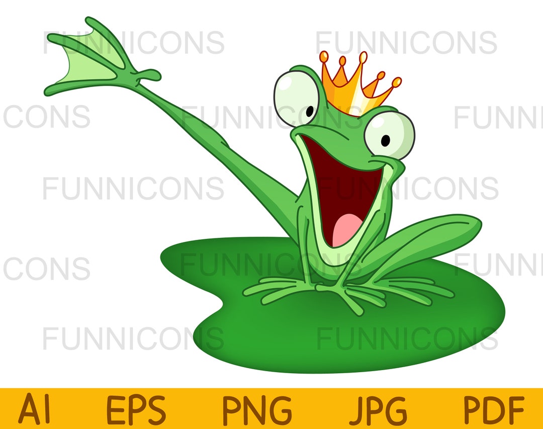 Valentine’s Day Clipart Cartoon of a Happy Prince Frog Kicking a Leg on ...