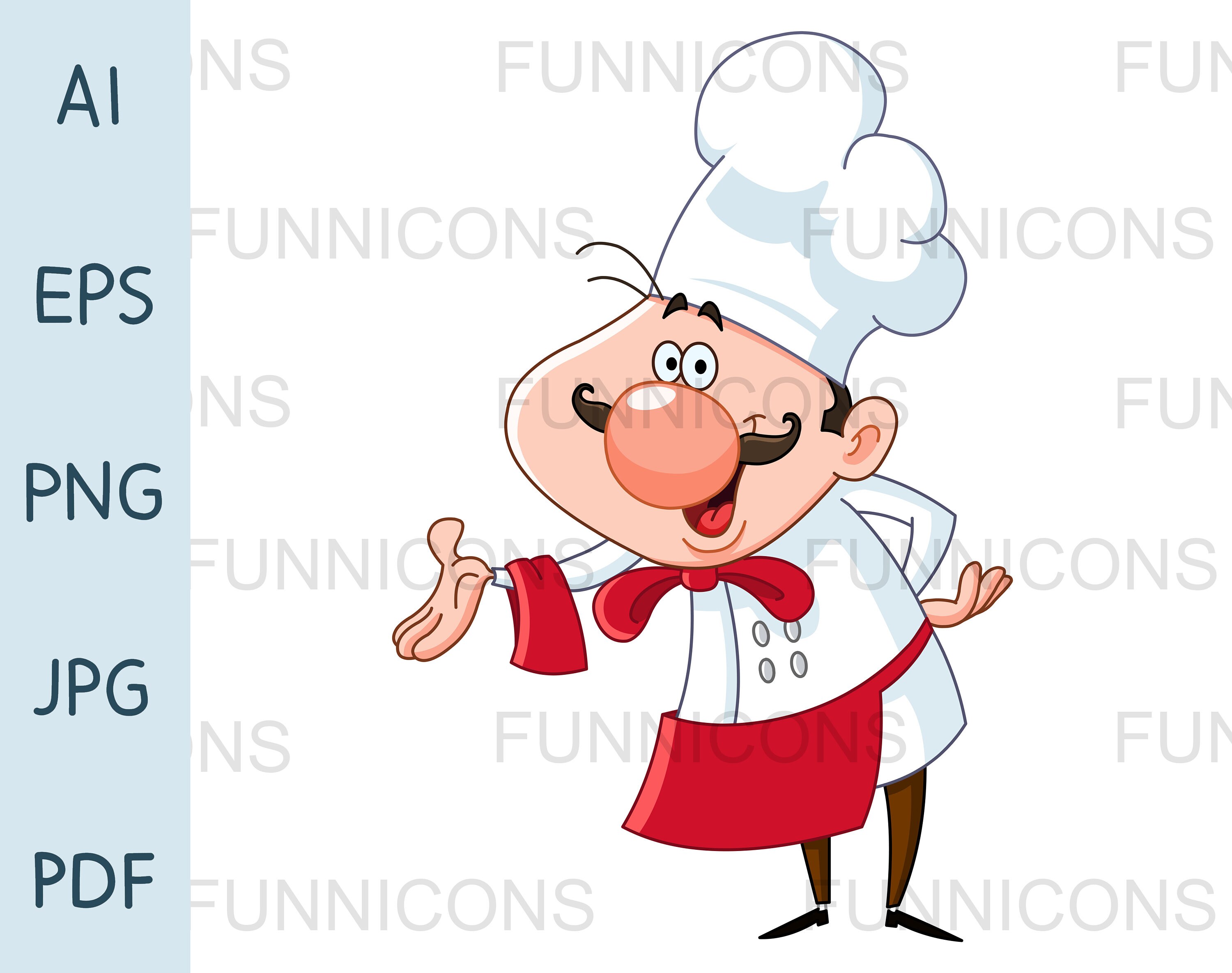 Clipart Cartoon of a Happy Chef Presenting, Ai Eps Png Jpg and Pdf ...