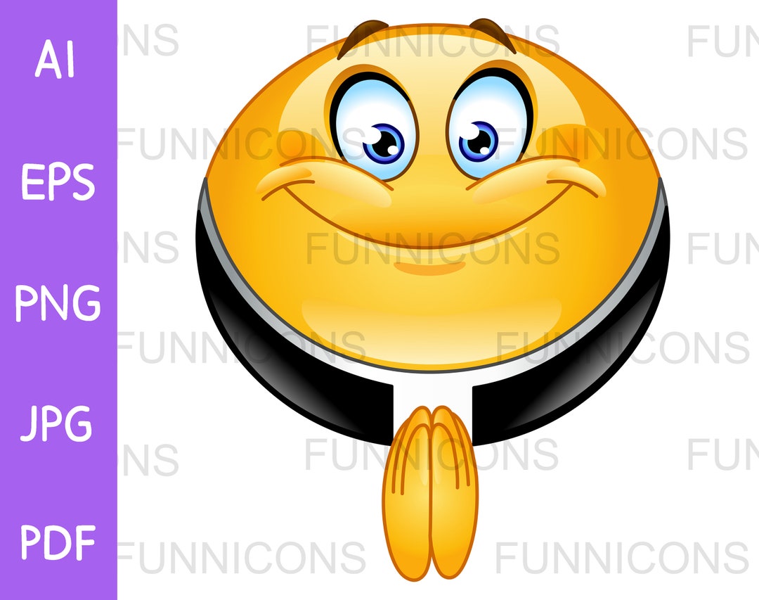 Clipart Cartoon of a Happy Priest Emoji Emoticon With Prayer - Etsy