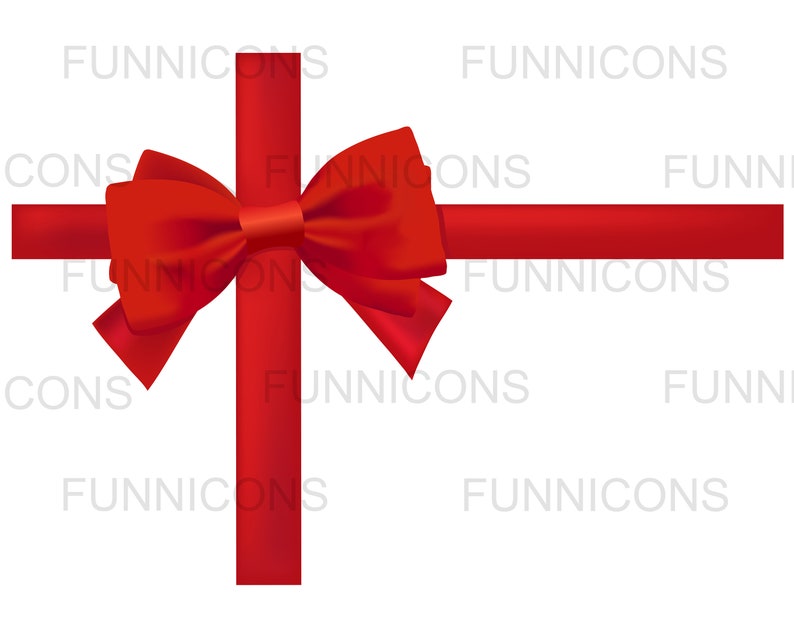 Christmas Clipart of Red Bow and Gift Wrapping Ribbons, Vector, Ai Eps ...