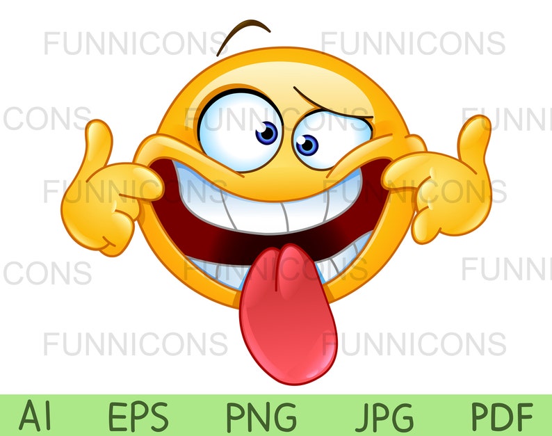 Emoticono loco haciendo una cara, dibujos animados divertidos de ...