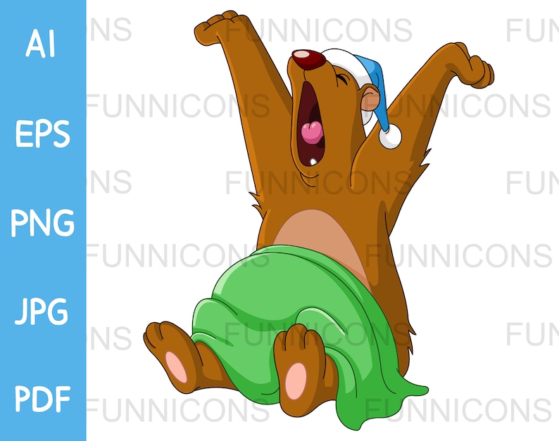 Dibujos animados clipart de un oso despertando de la hibernación del ...