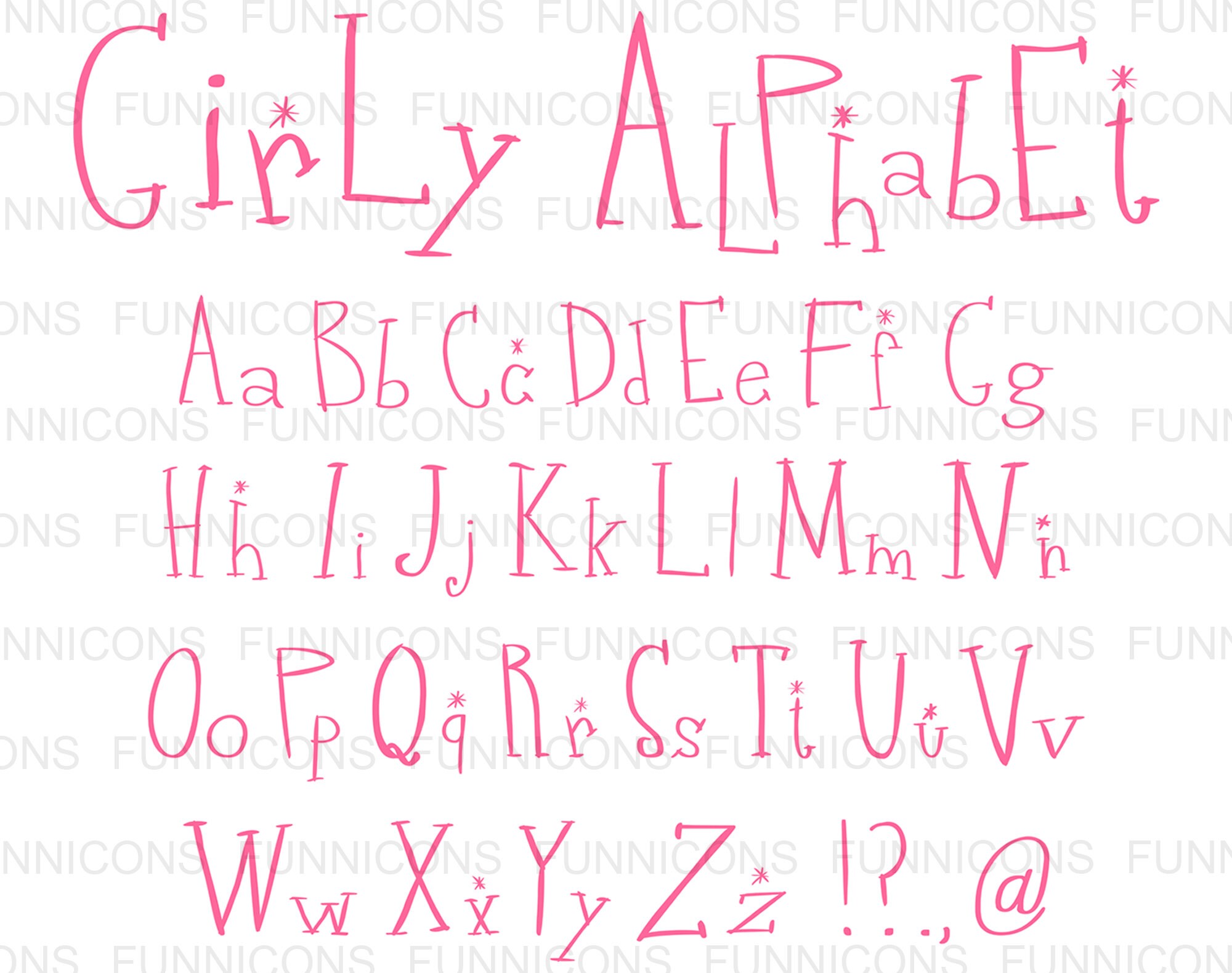 Girly pink alphabet vector uppercase and lowercase set eps | Etsy