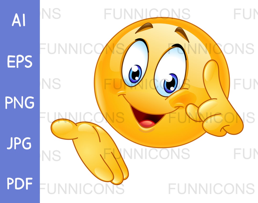 Clipart Cartoon of a Happy Emoticon Pointing With His Finger and ...