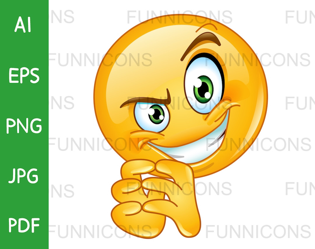 Clipart Cartoon of Emoticon Making a Sneaky Expression, Ai Eps Png Jpg and Pdf Files Included ...