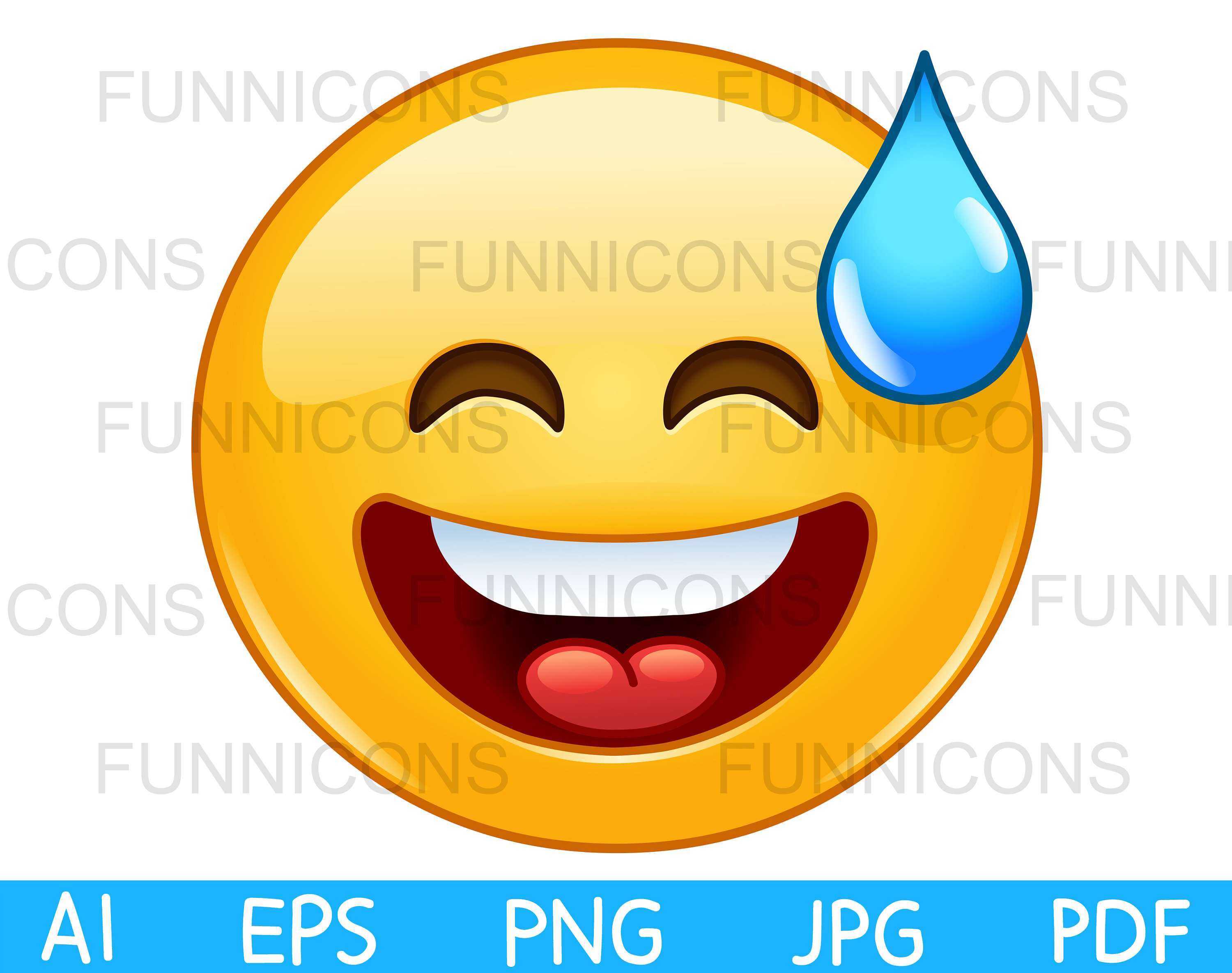 Clipart cartoon of a smiling grinning emoji emoticon with open | Etsy