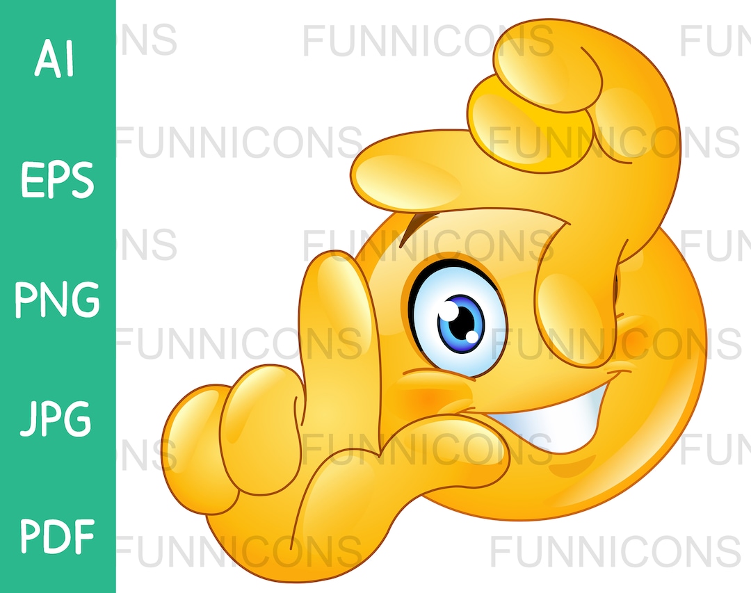 Clipart Cartoon of an Emoticon Looking From a Frame Made by His Fingers ...