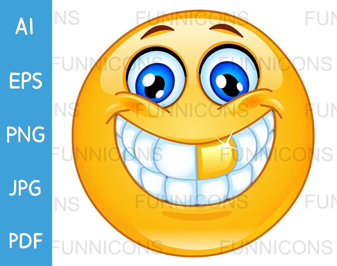 Smiley De Dessin Animé Avec Des Dents Teeth Emoji Etsy France