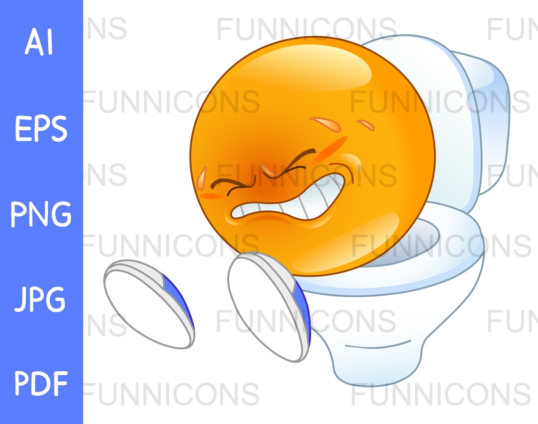 Clipart Cartoon of Emoticon Pooping on a Toilet, Ai Eps Png Jpg and Pdf ...