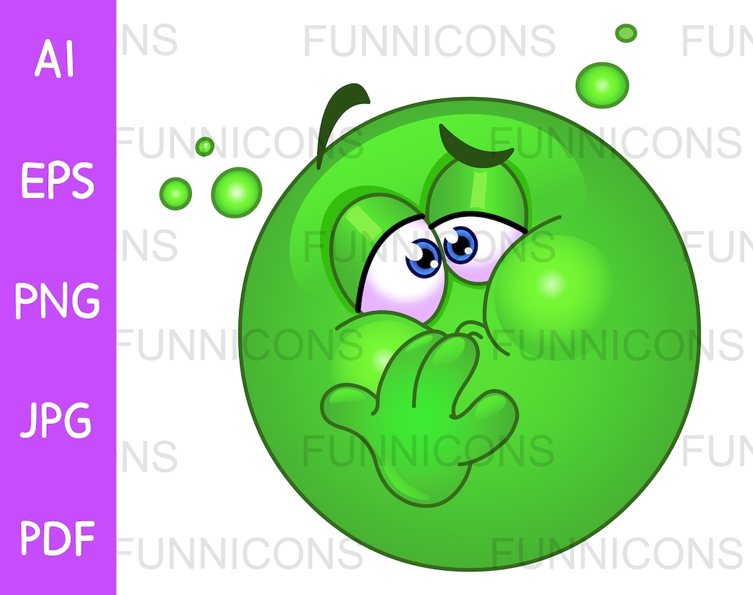Clipart Cartoon of a Sick Green Emoticon Having Nausea, Ai Eps Png Jpg ...