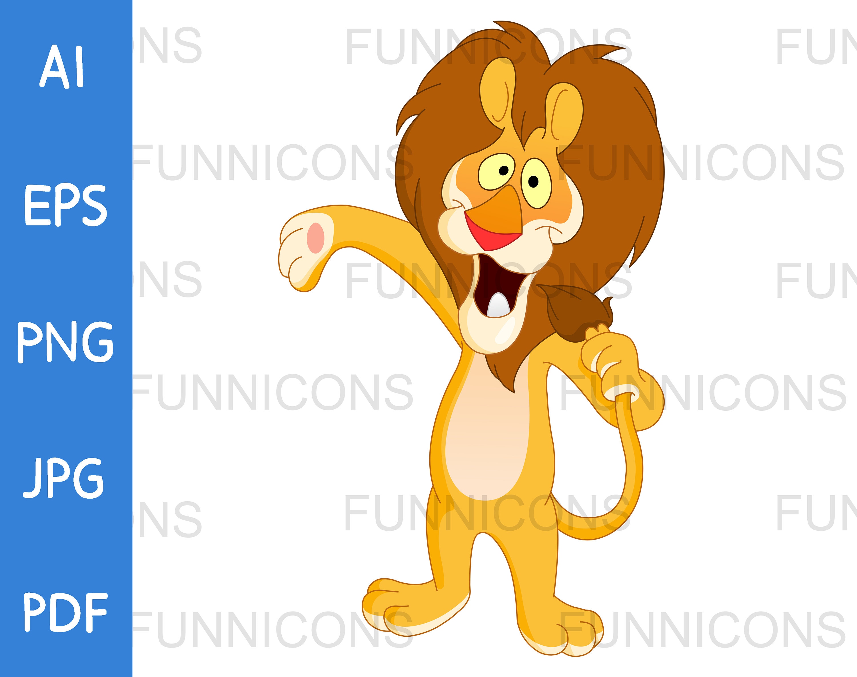 Clipart Cartoon Host or Singer Lion Using His Tail Like - Etsy Israel