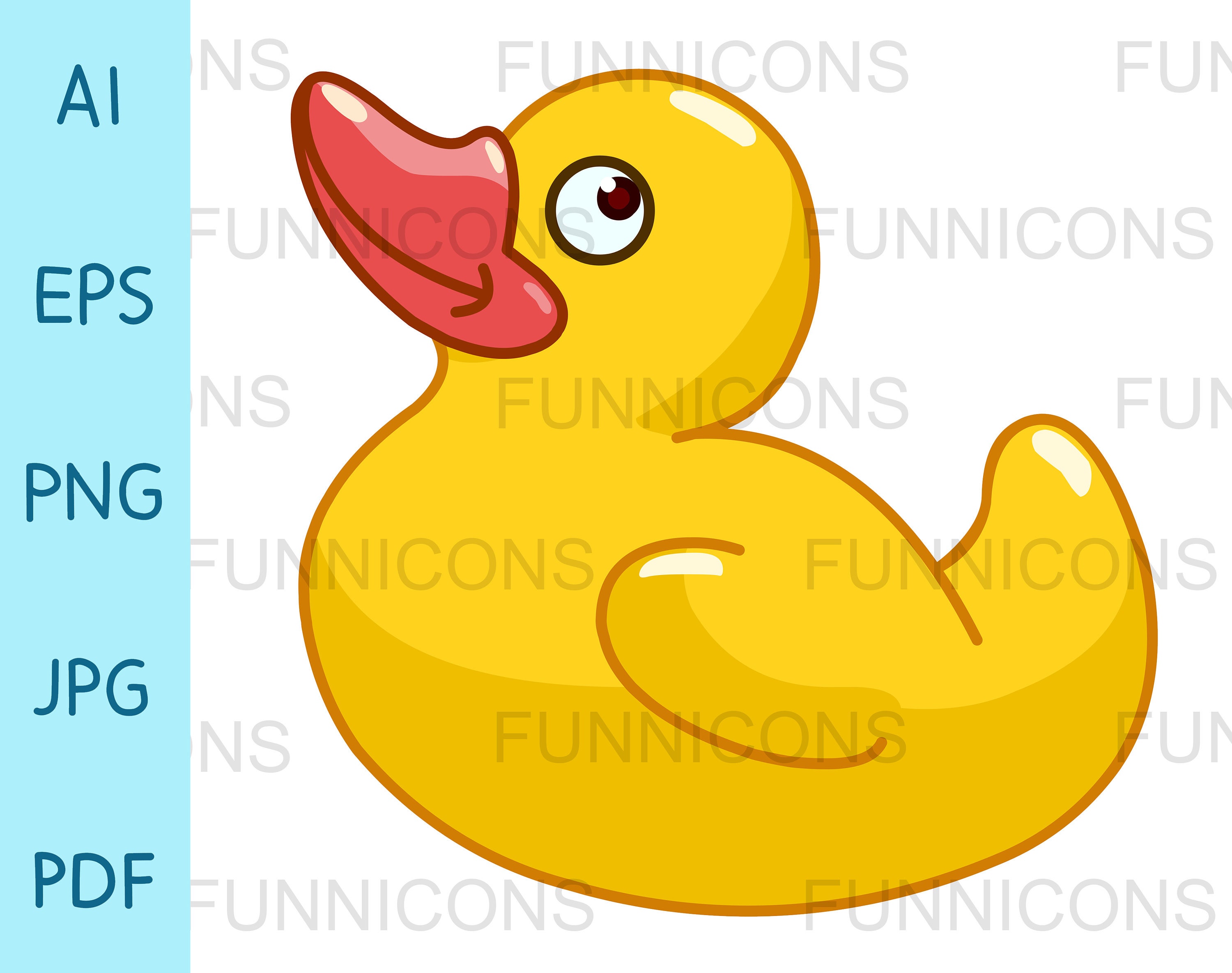 Clipart cartoon of a yellow rubber duck ducky ai eps png jpg | Etsy