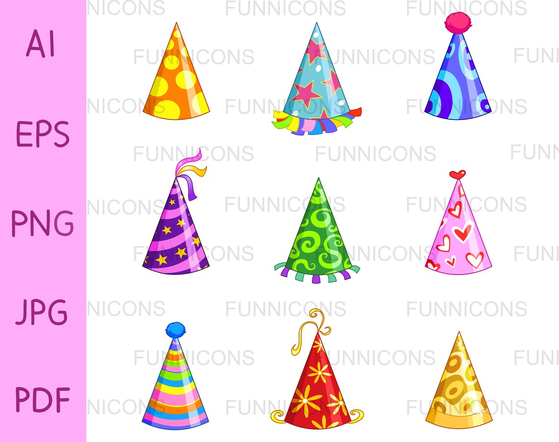 Party Hats Clipart Bundle Birthday Holiday New Year Caps - Etsy