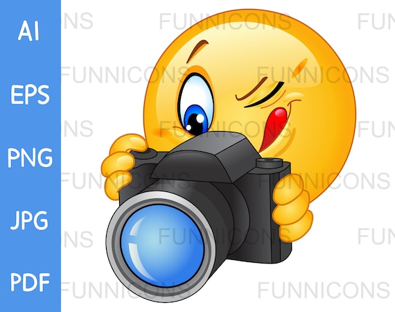 Clipart Cartoon of a Photographer Emoji Emoticon Taking a - Etsy