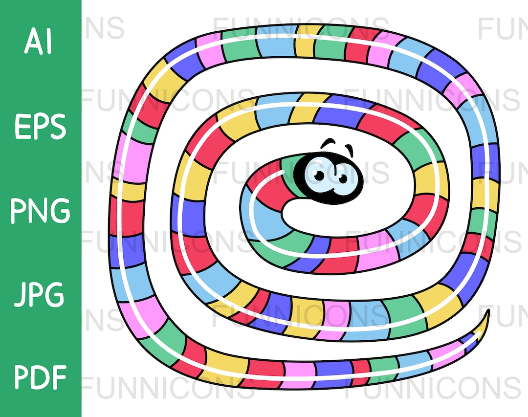 Clipart Cartoon of a Colorful, Long, Spiraling Worm or Snake Game ...