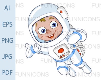 Doodle Little Boy Astronaut With Numbering Digital Clipart Set - Etsy