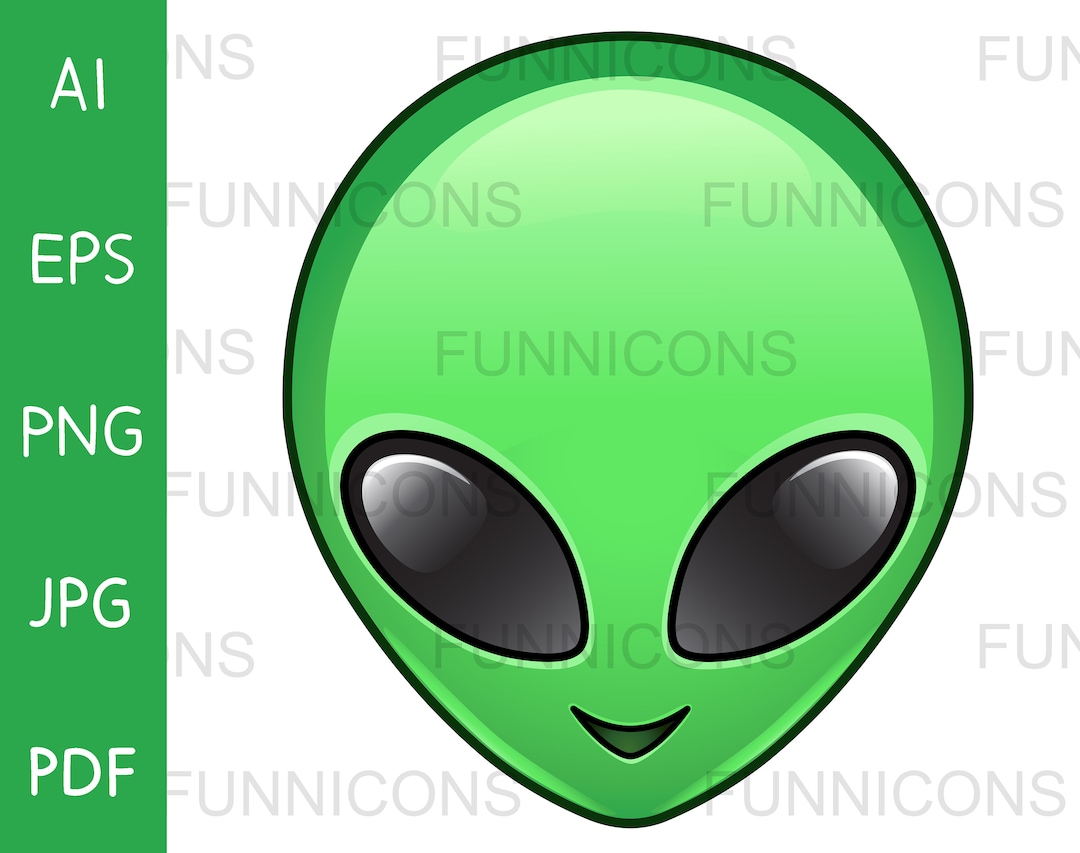 Clipart Cartoon of a Green Alien Emoji Emoticon Face Icon Ai - Etsy